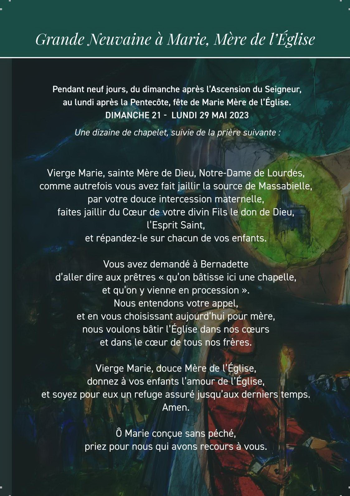 Prier la Neuvaine à la Vierge Marie, Mère de l’Église - Sanctuaire Notre-Dame de Lourdes
